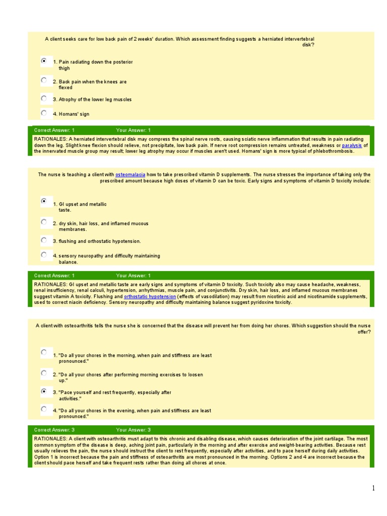 Ortho NCLEX Questions 1 PDF | PDF | Osteoporosis | Gout