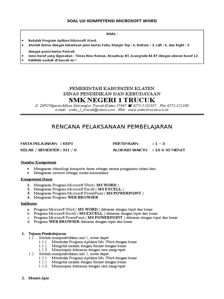 Soal Ujian Tes Kemampuan Ms Word | PDF