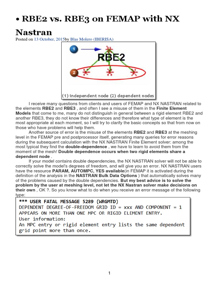 RBE2 Vs RBE3 Rigid Finite Element | PDF | Stiffness | Finite Element Method