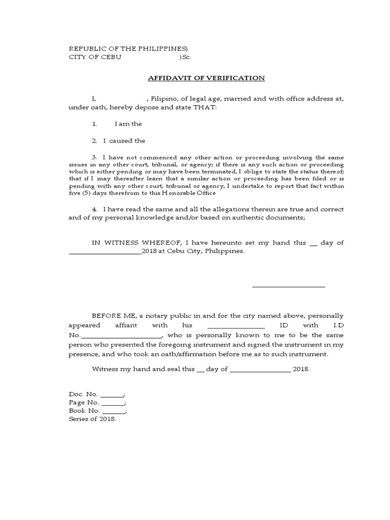 Affidavit of Verification | PDF