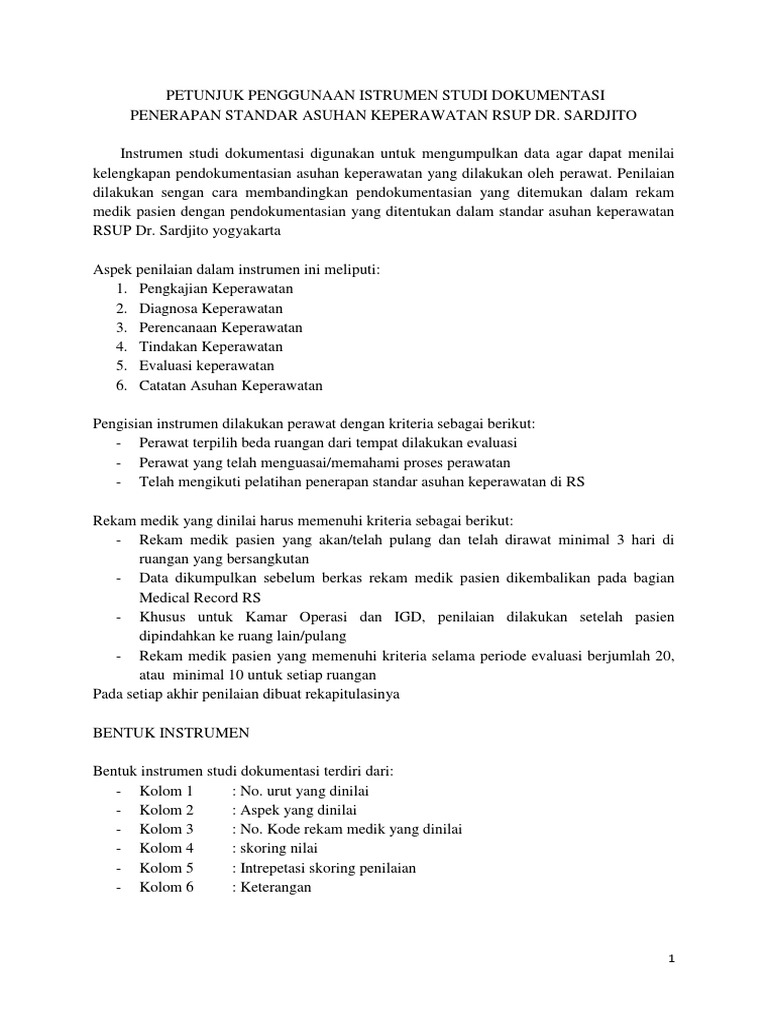 Instrumen A Studi Dokumentasi Revisi | PDF