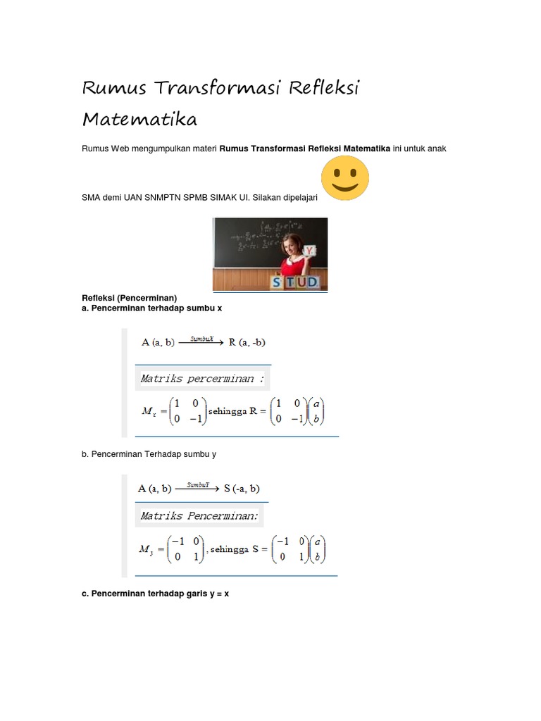 Rumus Transformasi Refleksi Matematika | PDF