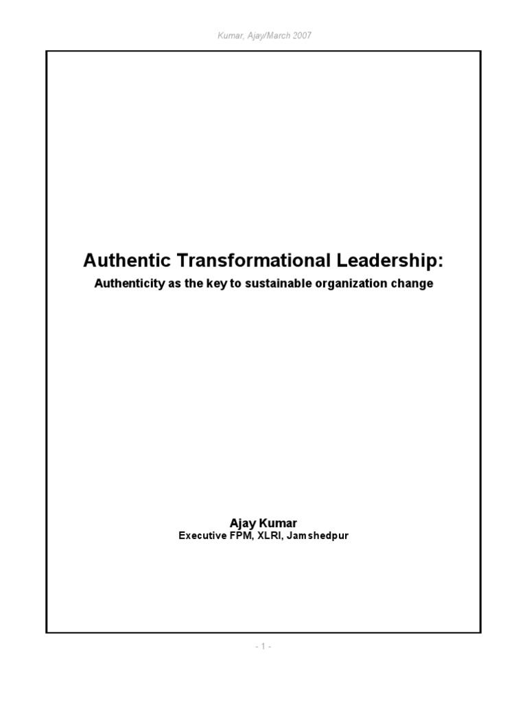 Authentic Transformational Leadership | PDF | Transformational ...