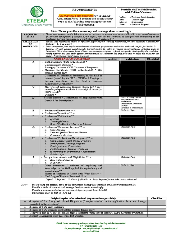 ETEEAP Requirements at University of Visayas | PDF | Essays | Academia