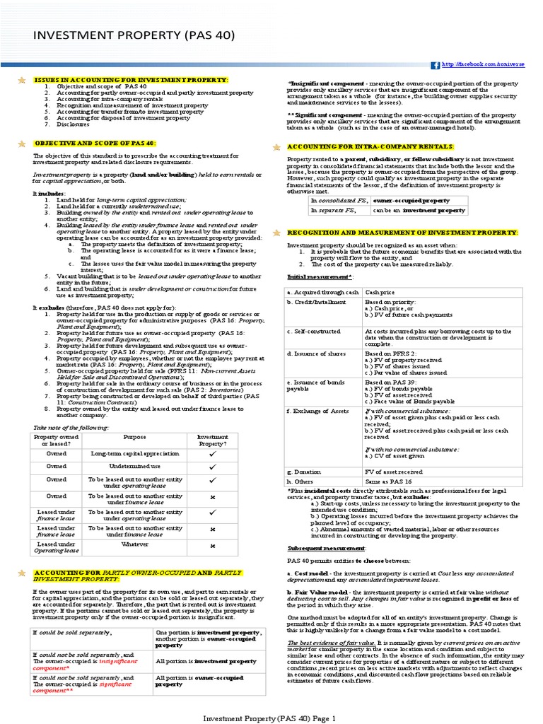 Investment Property (Pas 40) | PDF | Fair Value | Investing
