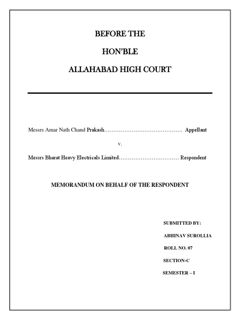 Abhinav - Memo.firstsem (1) ... | PDF | Payments | Arbitration