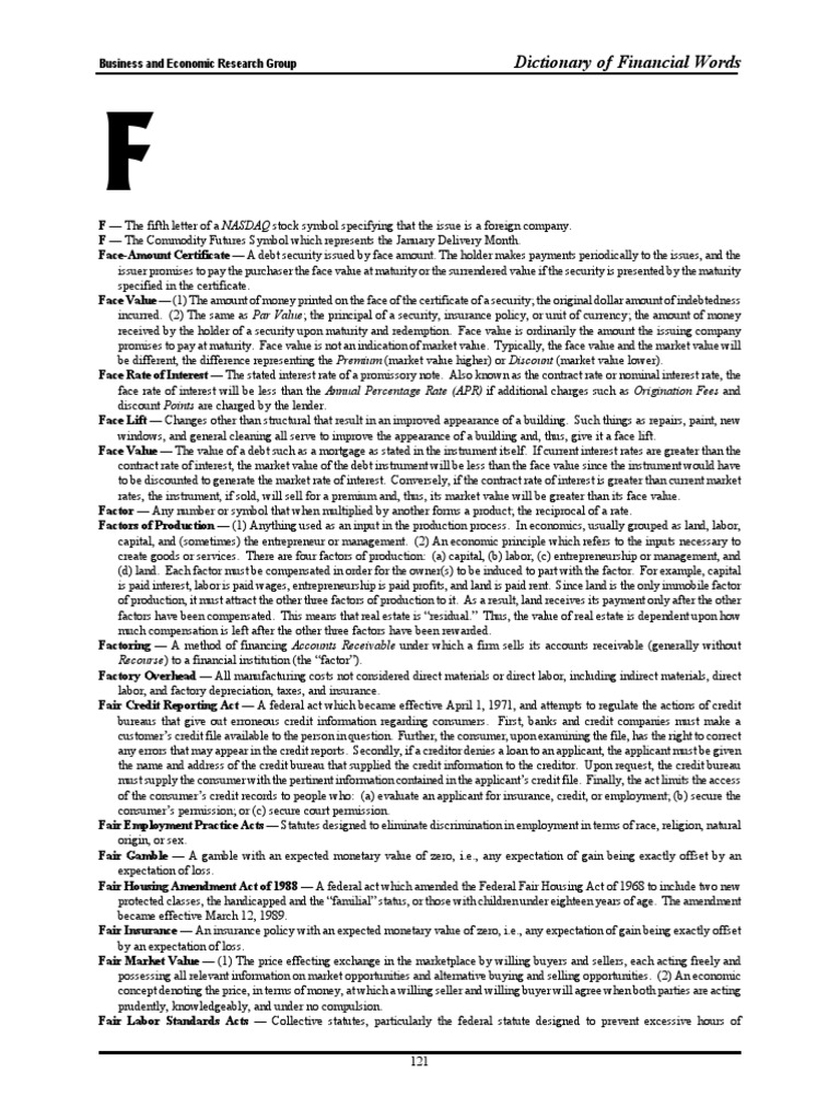 Dictionary of Financial Words: Recourse) To A Financial Institution ...