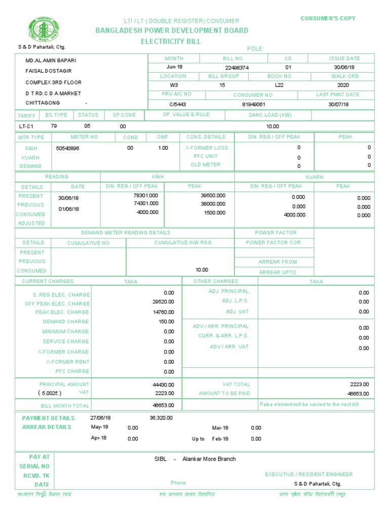 Analysis of Electricity Bill for Consumer in Chittagong, Bangladesh for ...