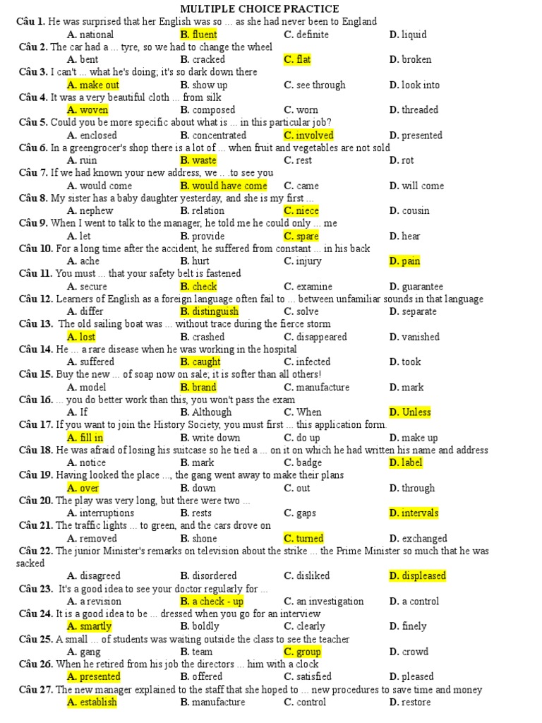 FCE Multiple Choice Questions | PDF