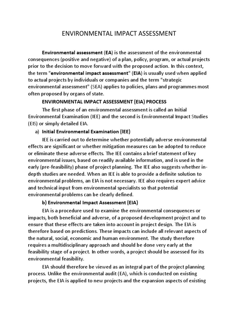 Environmental Impact Assessment Overview | PDF | Environmental Impact ...