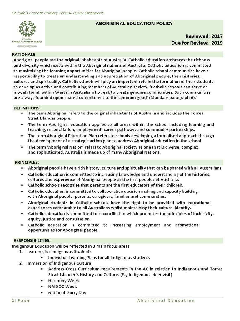 Aboriginal Education Plan | PDF | Indigenous Australians | Indigenous ...