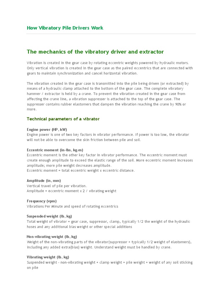 How Vibratory Pile Drivers Work | PDF | Deep Foundation | Soil