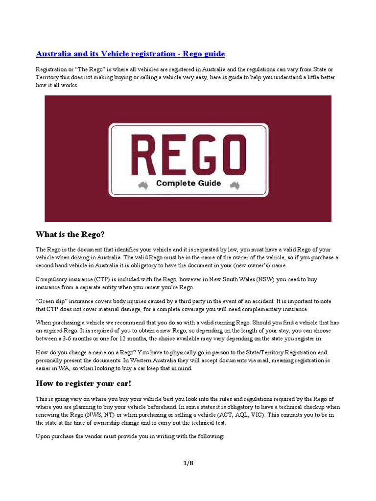 Vehicle Registration in Australia | PDF | Vehicle Registration Plate ...