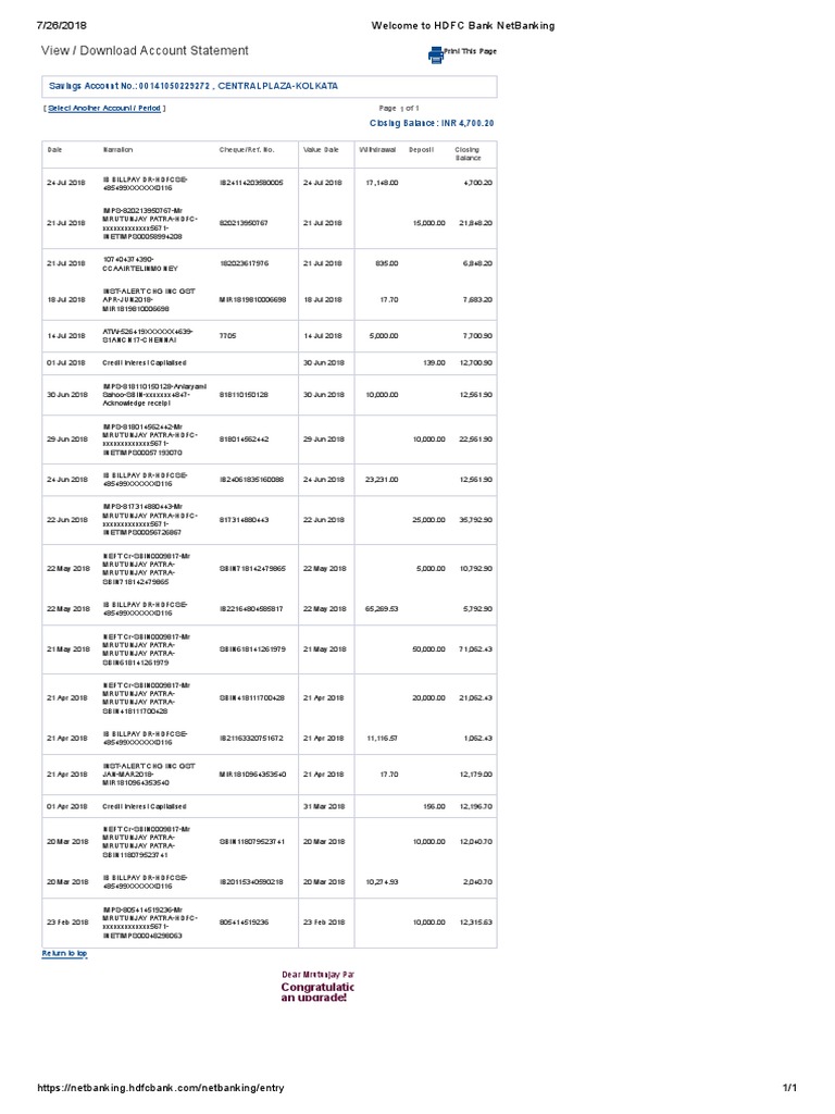 Welcome To HDFC Bank NetBanking | PDF