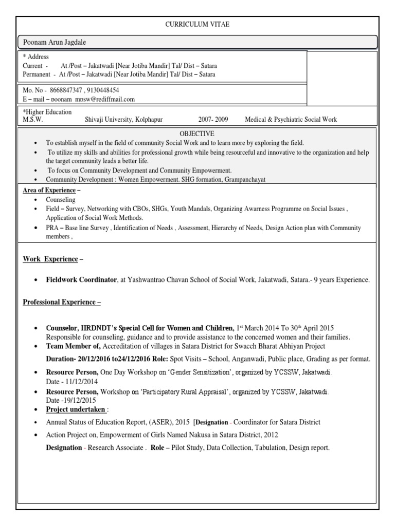 Resume For CSR | PDF | Social Work | Community Development