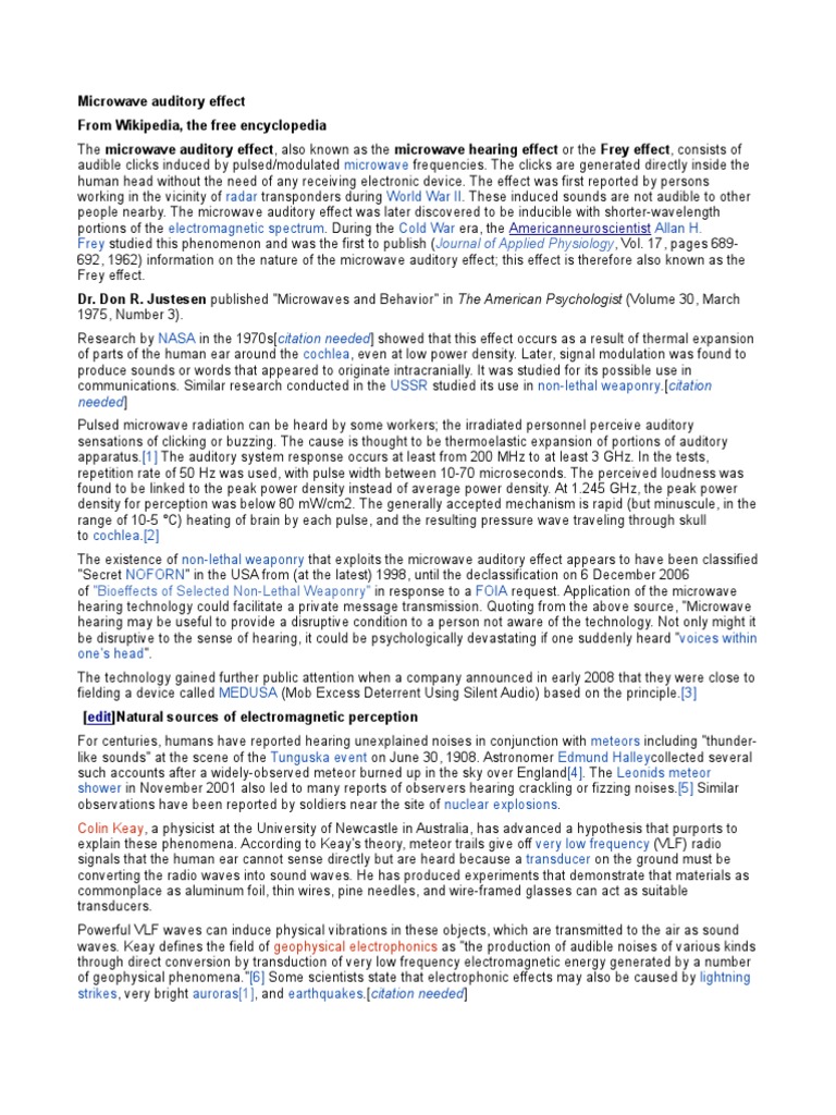 Microwave Auditory Effect | PDF | Physical Phenomena | Waves