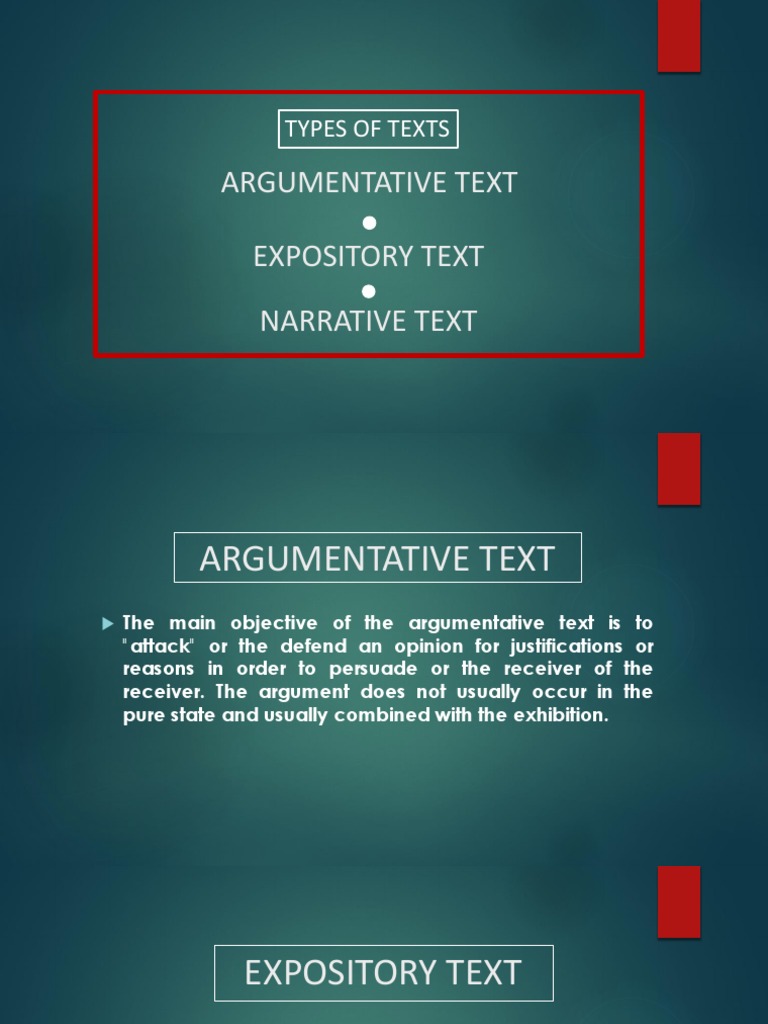 Understanding the Different Types of Texts: Argumentative, Expository, and Narrative | PDF