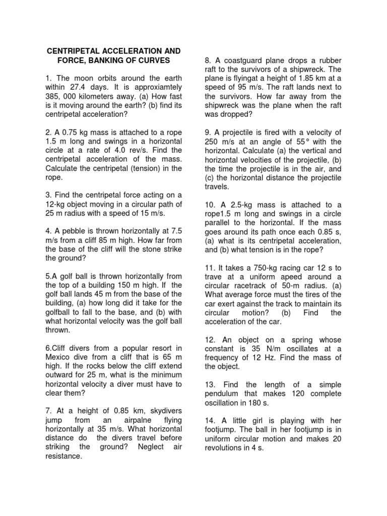 Centripetal Acceleration and Force | PDF | Acceleration | Force