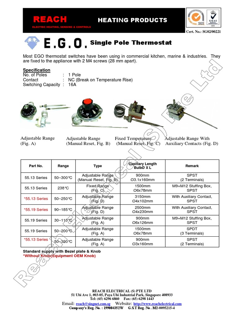 Ego Data Sheet | PDF | Switch | Thermostat