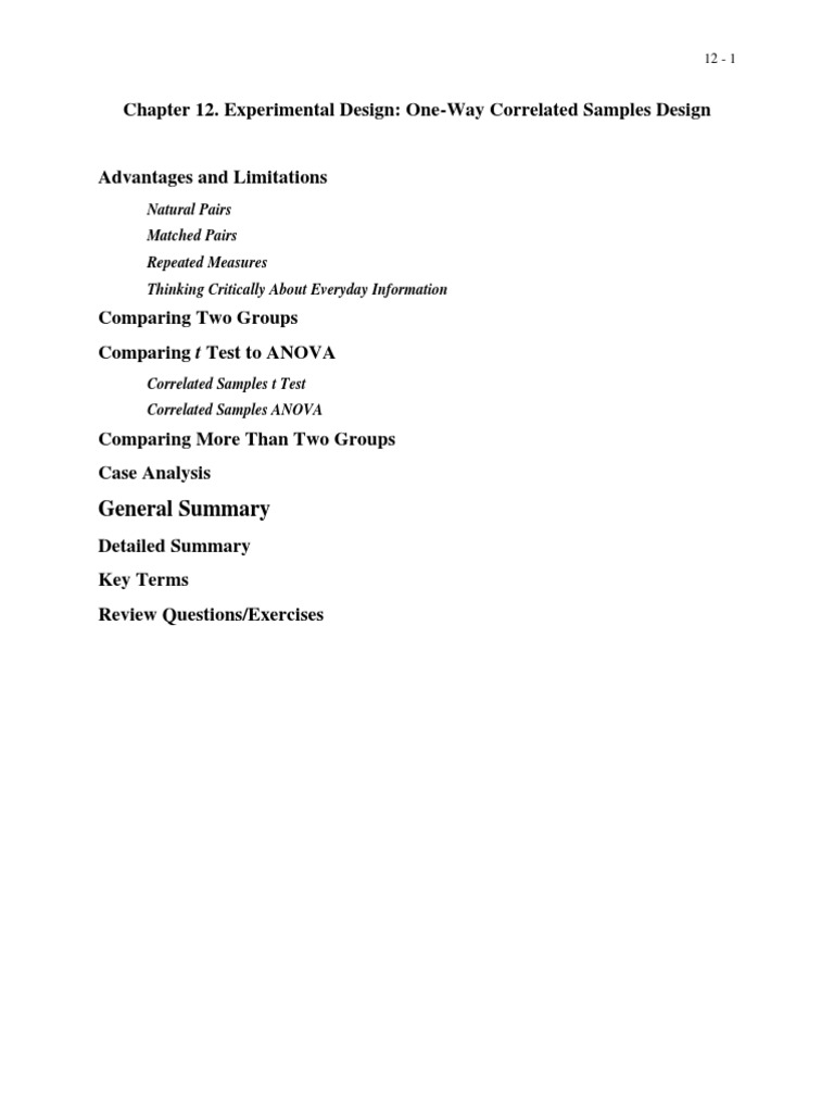 Ch12 Experimental Design One Way Correlated Samples Design | PDF ...