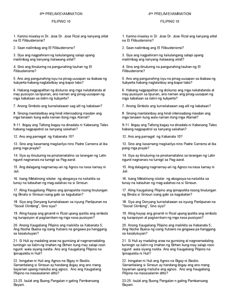 4th Prelim Examination | PDF