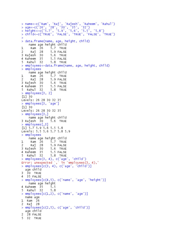 Dataframe Concept In R Programming Pdf Computer Programming Computing