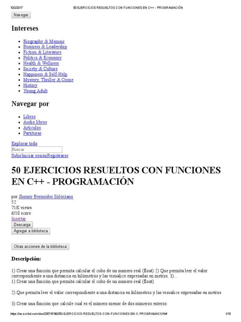50 Ejercicios Resueltos Con Funciones en C++ - Programación ...