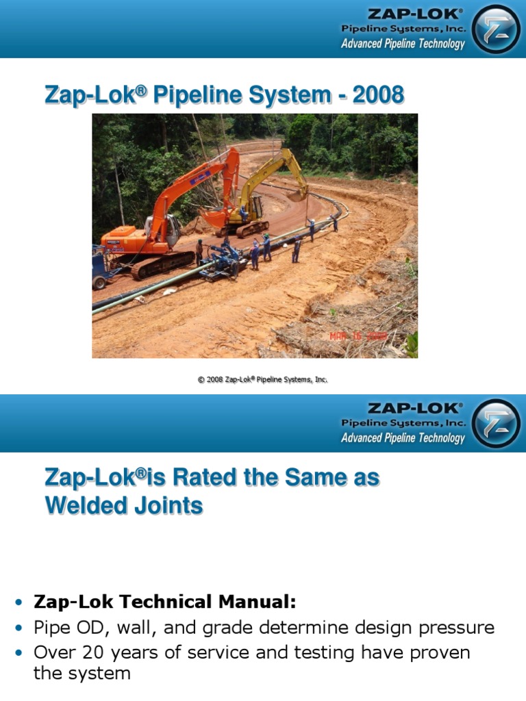 Presentacion de Zap Lok | Pipeline Transport | Pipe (Fluid Conveyance)