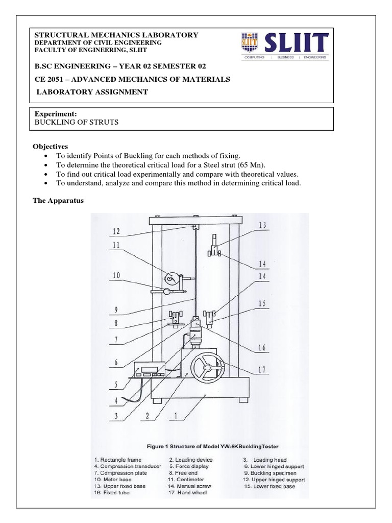 Buckling of Struts Lab Guide | PDF | Buckling | Column