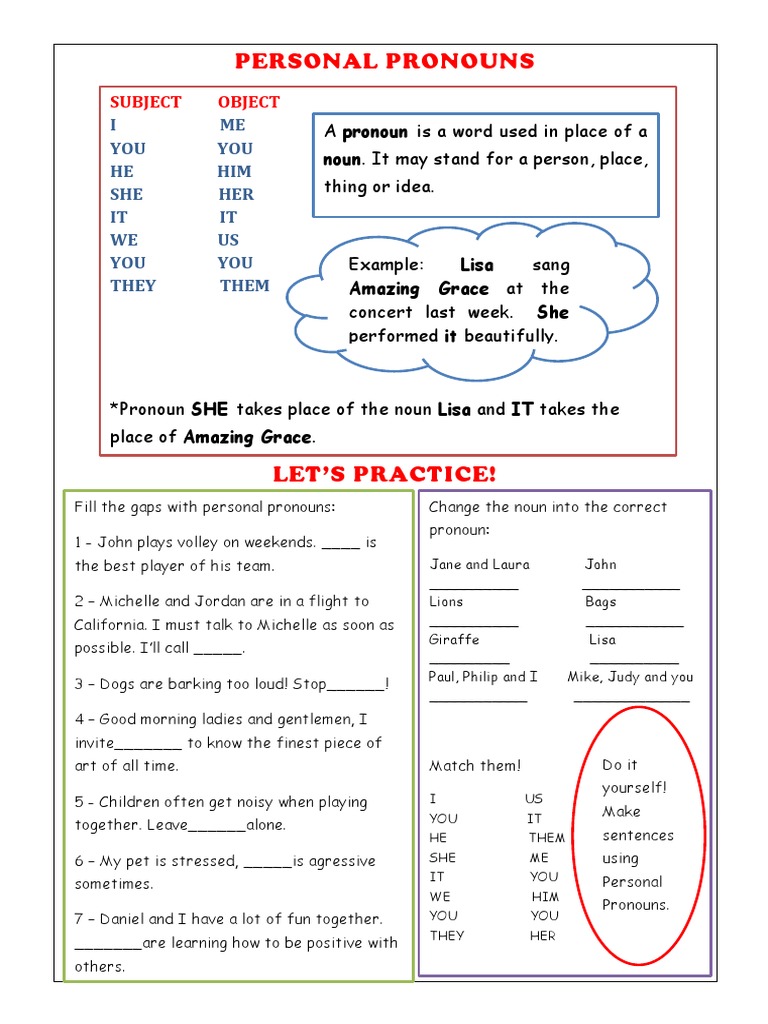 Personal Pronouns Worksheet Templates Layouts 109153 | PDF | Pronoun ...