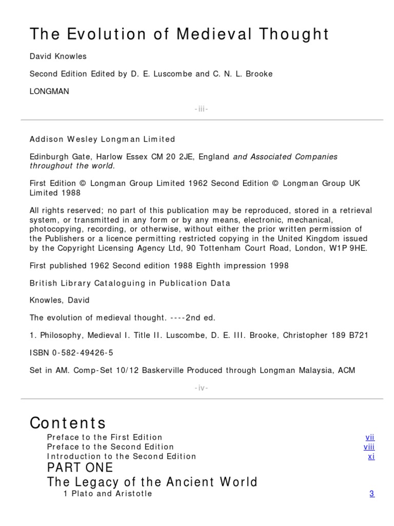 David Knowles Evolution of Medieval Thought) | Download Free PDF ...