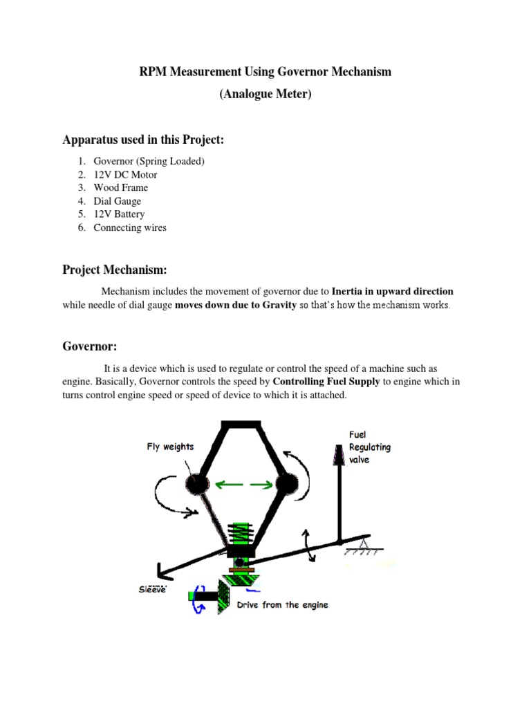 RPM Measurement with Governor Mechanism | PDF | Engines | Speed