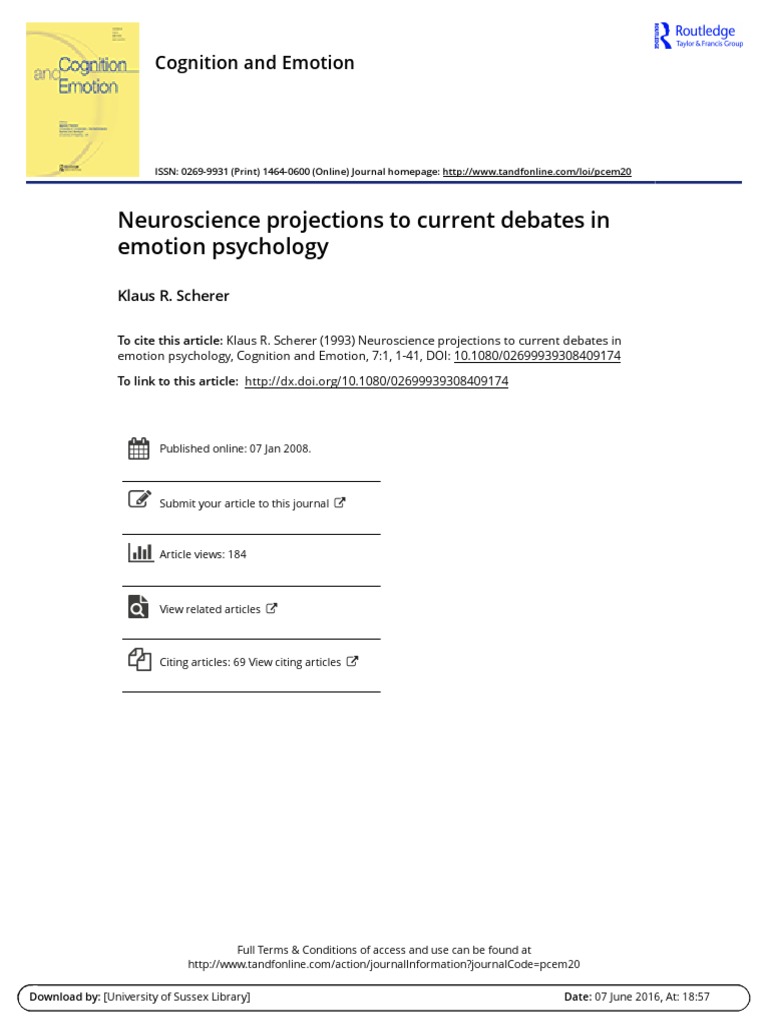 Neuroscience in Emotion Psychology Debates | PDF | Emotions | Neuroscience
