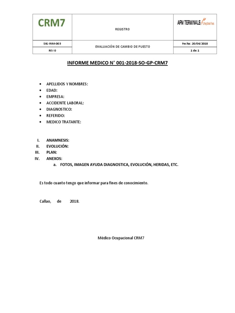 3 Modelo Informe Medico | PDF