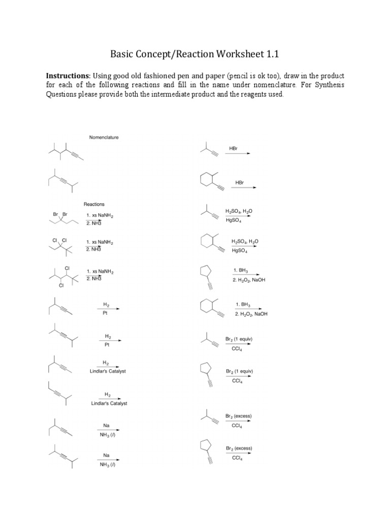 Basic Chemistry Reaction Worksheet | PDF | Teaching Methods & Materials ...