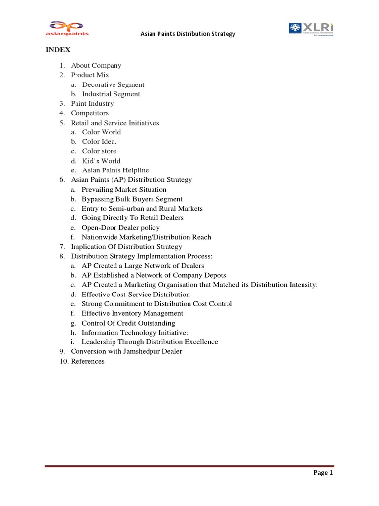 Asian Paints Distribution Strategy | PDF | Inventory | Enterprise ...