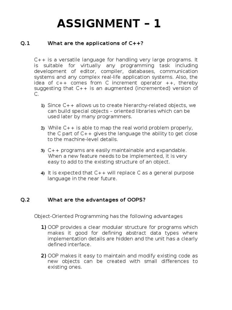 Assignment C Pdf Object Oriented Programming C