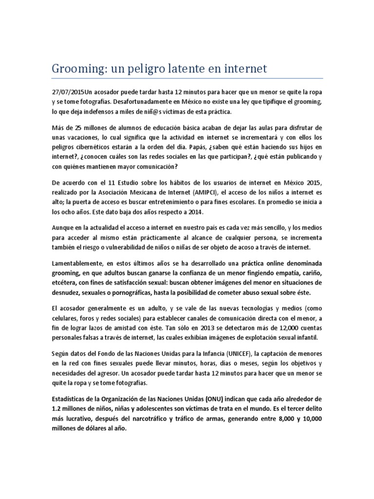 Grooming | PDF | Unicef | Internet