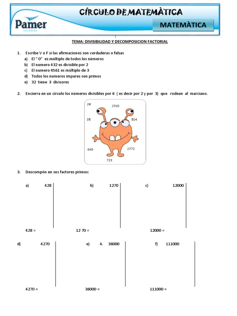 Divisibilidad y descomposición factorial | PDF | Número primo | Números
