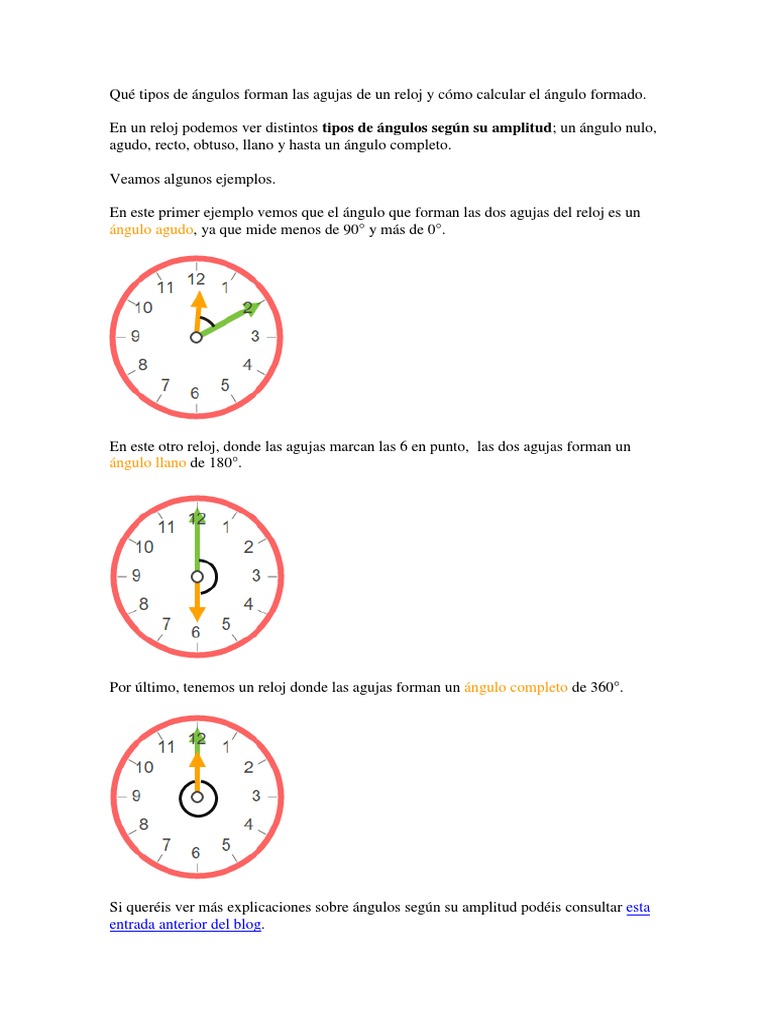 Ángulos en Relojes para Niños | PDF