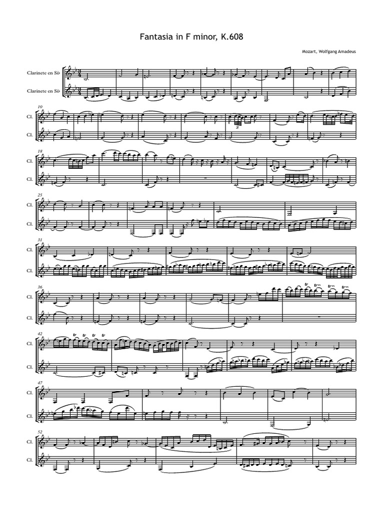 MOZART FANTASIA FM - CL - Partitura Completa PDF | PDF | Wolfgang ...