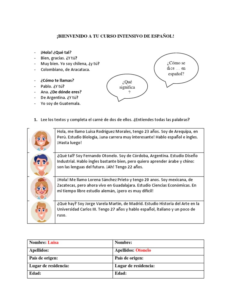 Clases de Espanol Intensivo | PDF | Plural | Lengua española