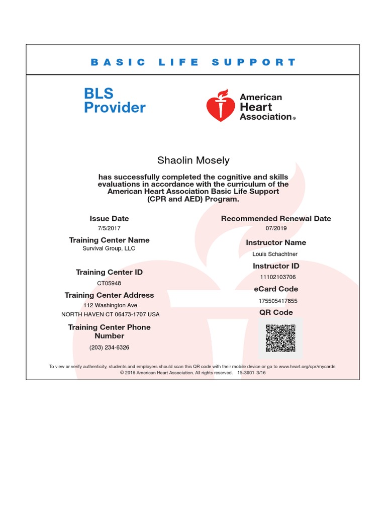 Smosely Aha CPR Card | PDF