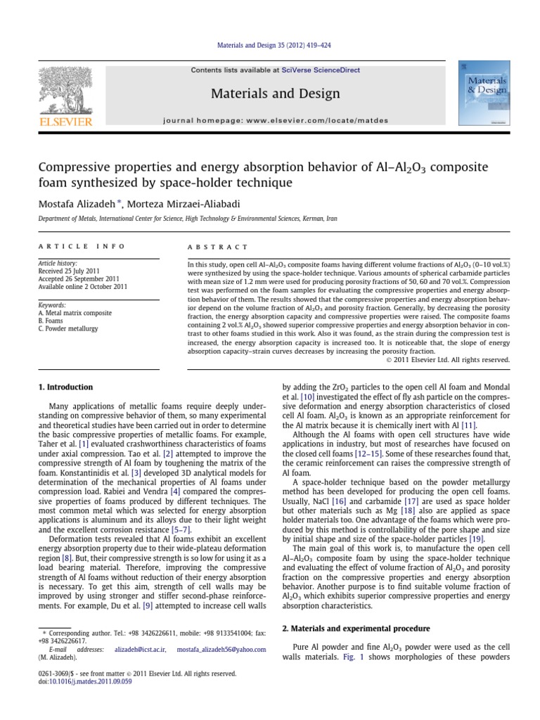 Materials and Design: Mostafa Alizadeh, Morteza Mirzaei-Aliabadi | PDF ...
