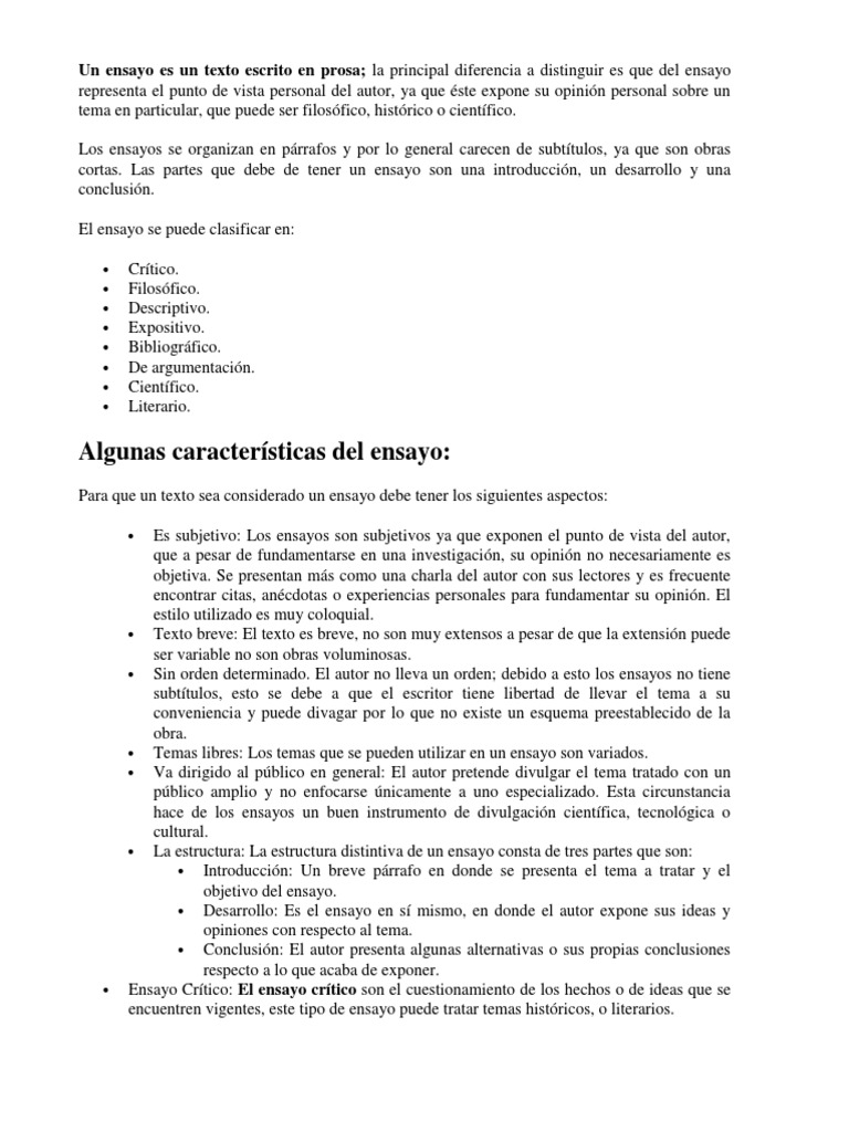 Un Ensayo Es Un Texto Escrito en Prosa | PDF | Ensayos | Science