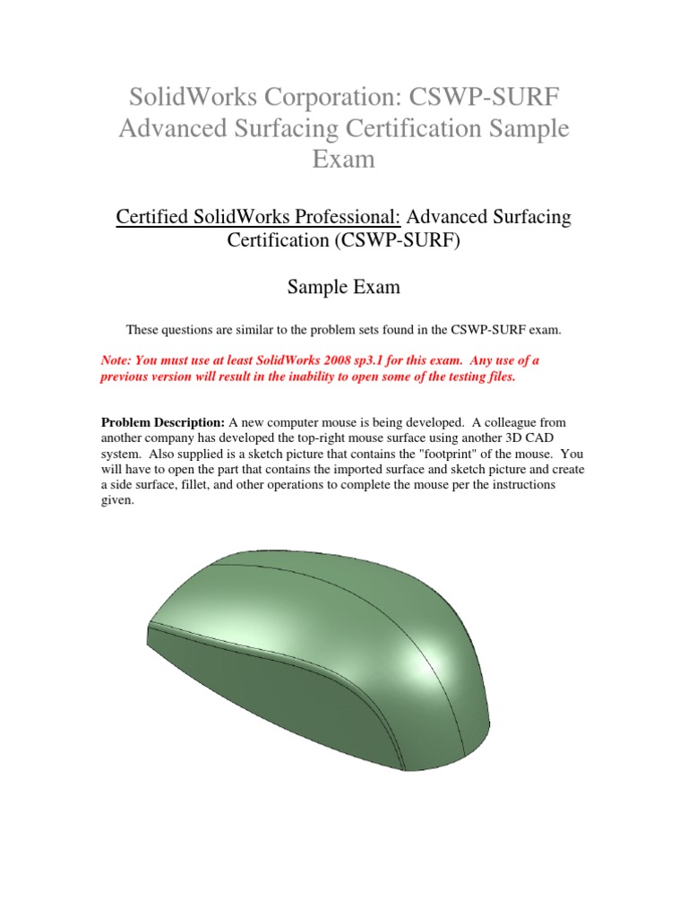 Sample CSWP-SURF Advanced Surfacing Certification Exam | PDF | Area ...