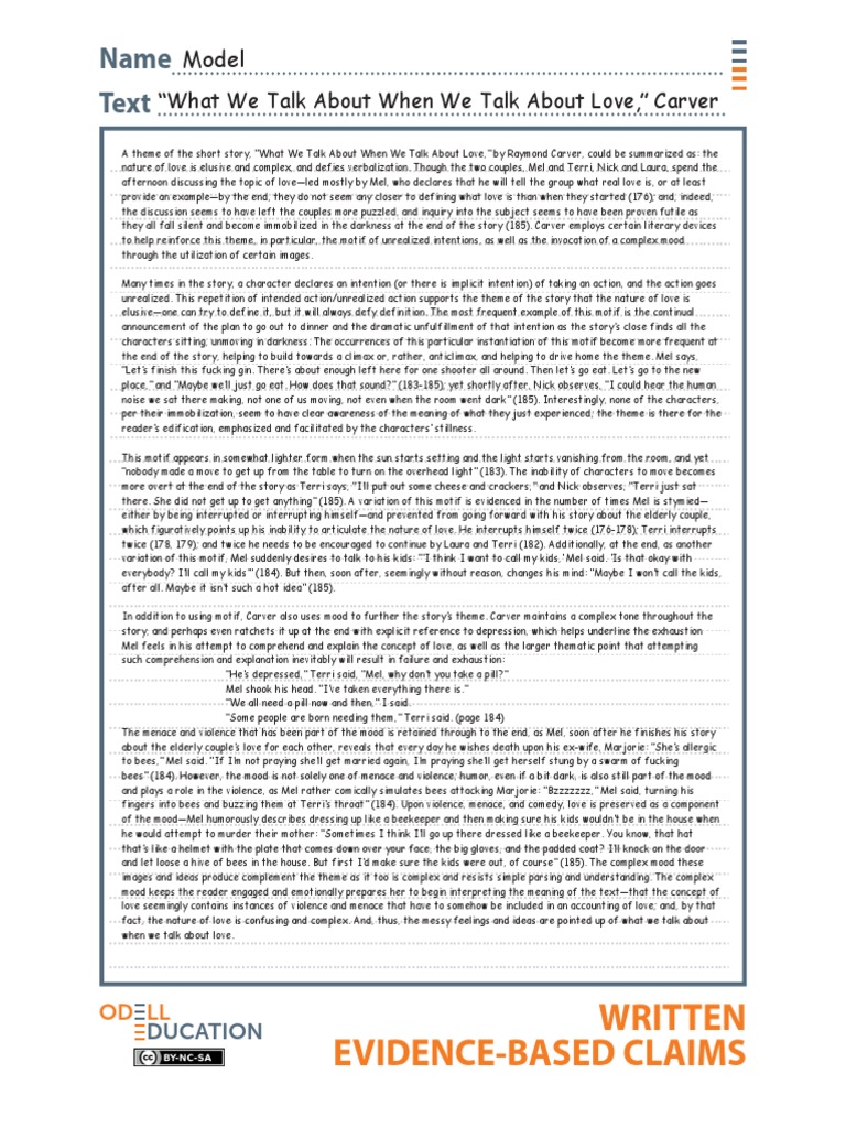 Written Evidence-Based Claims: Name Text | PDF