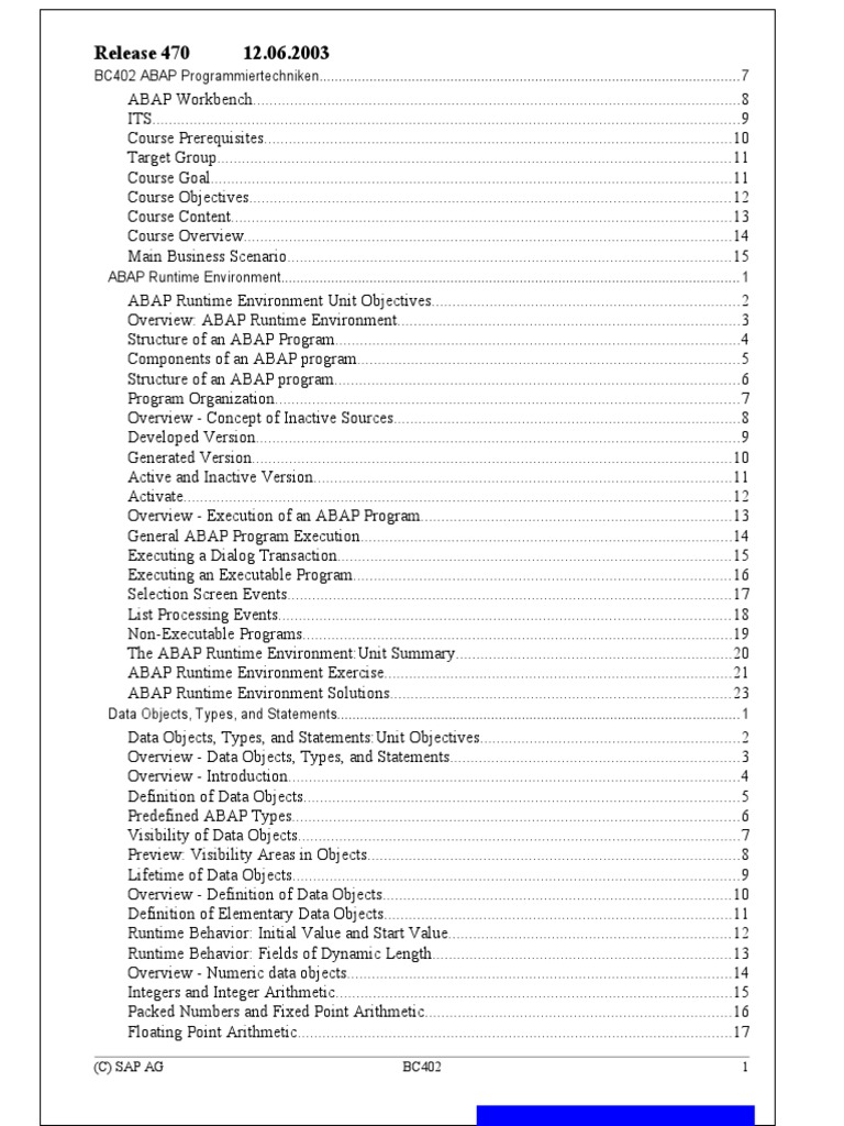 ABAP BC402 Abap Programming Techniques | PDF | Subroutine | Control Flow