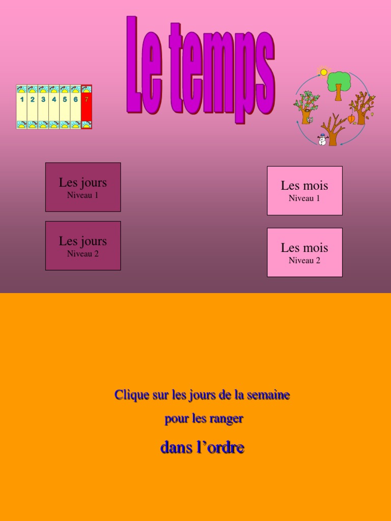 Ordre des Jours et Mois: Quiz Interactif | PDF