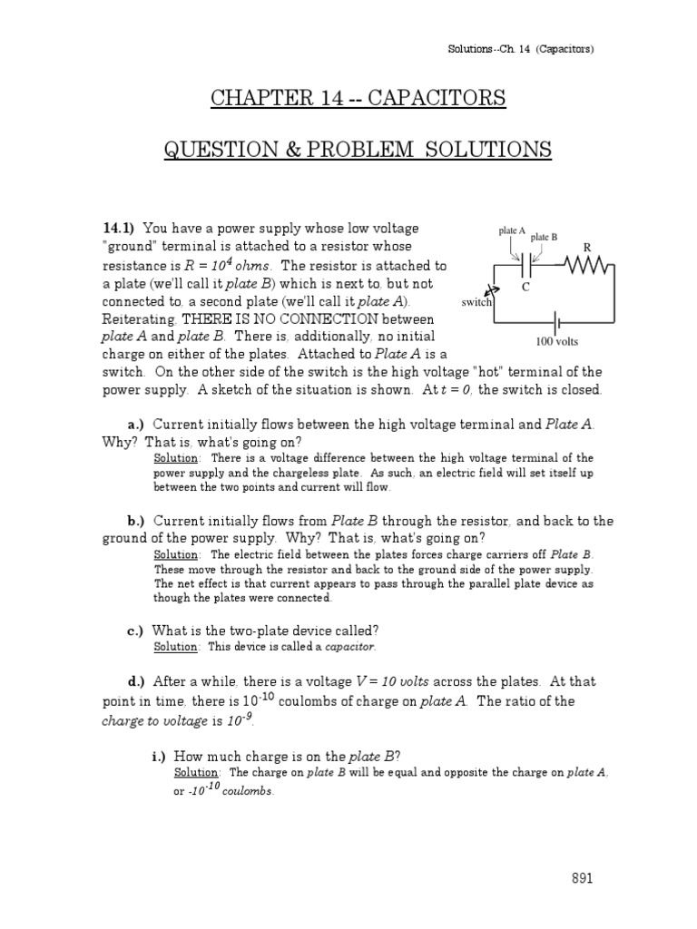 Chapter 14 - Capacitors Question & Problem Solutions: Ohms. The ...